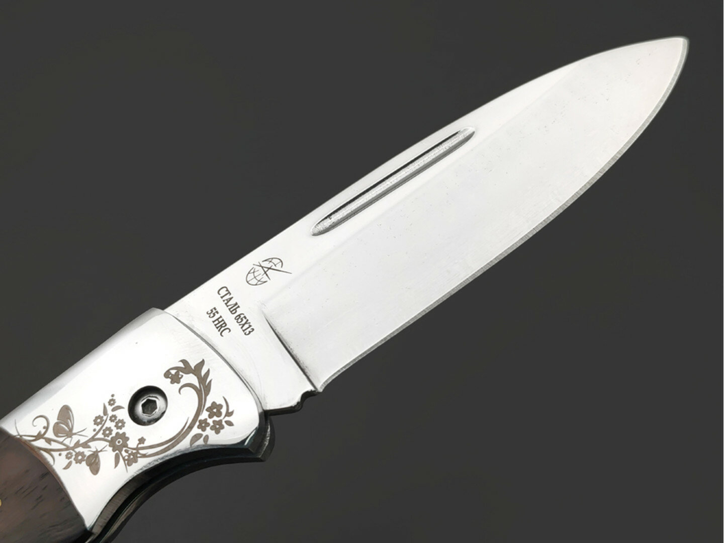 Нож "Pirat S102", складной, замок Back-Lock, рукоять из эбенового дерева