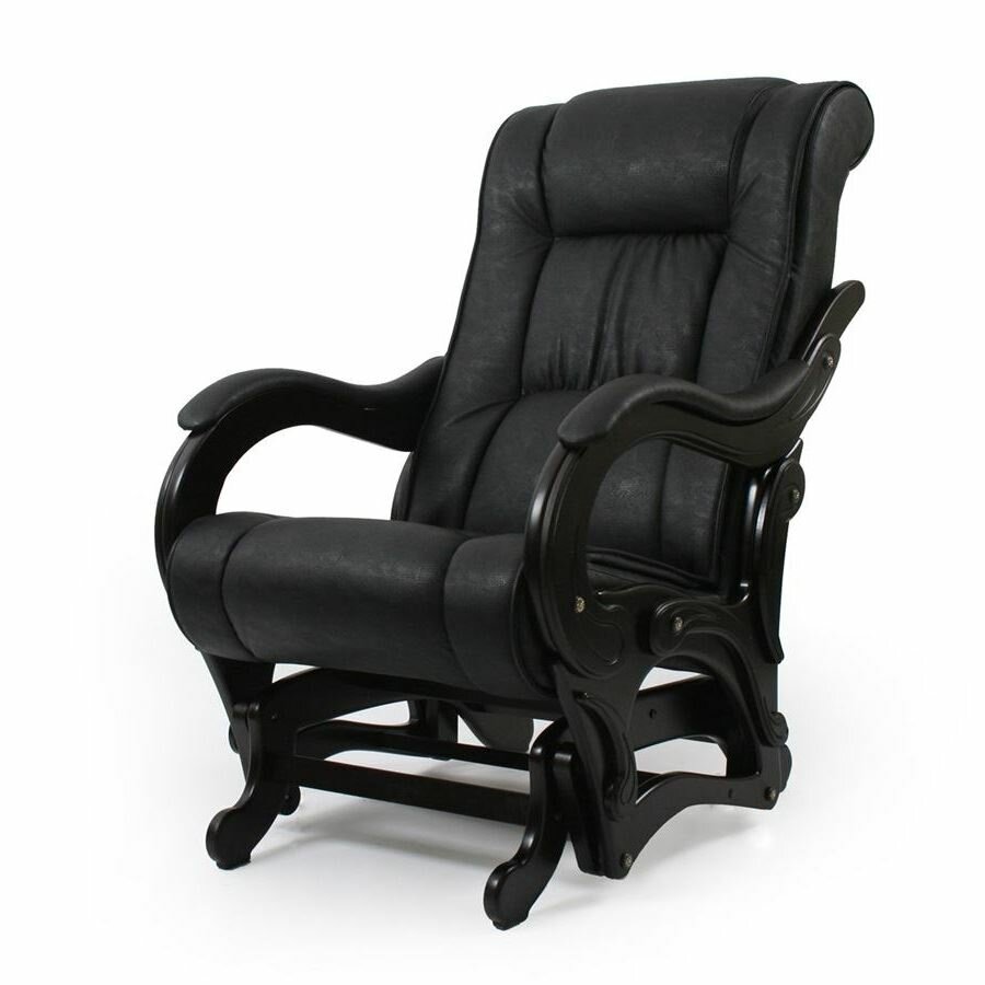 Кресло-маятник Сенатор 78 Red Black черный, дерево и ткань, мягкое сиденье, с подлокотниками