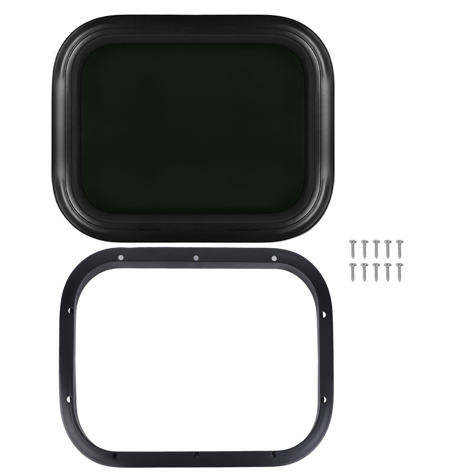 Фиксированное окно RV 500 X 350 мм Из Черного Алюминиевого Сплава С Круглым Угловым Стеклом С крепежным кольцом Для прицепа-Кемпера Толщина стенки: от 33 до 38 мм/1,3 1,5 дюйма