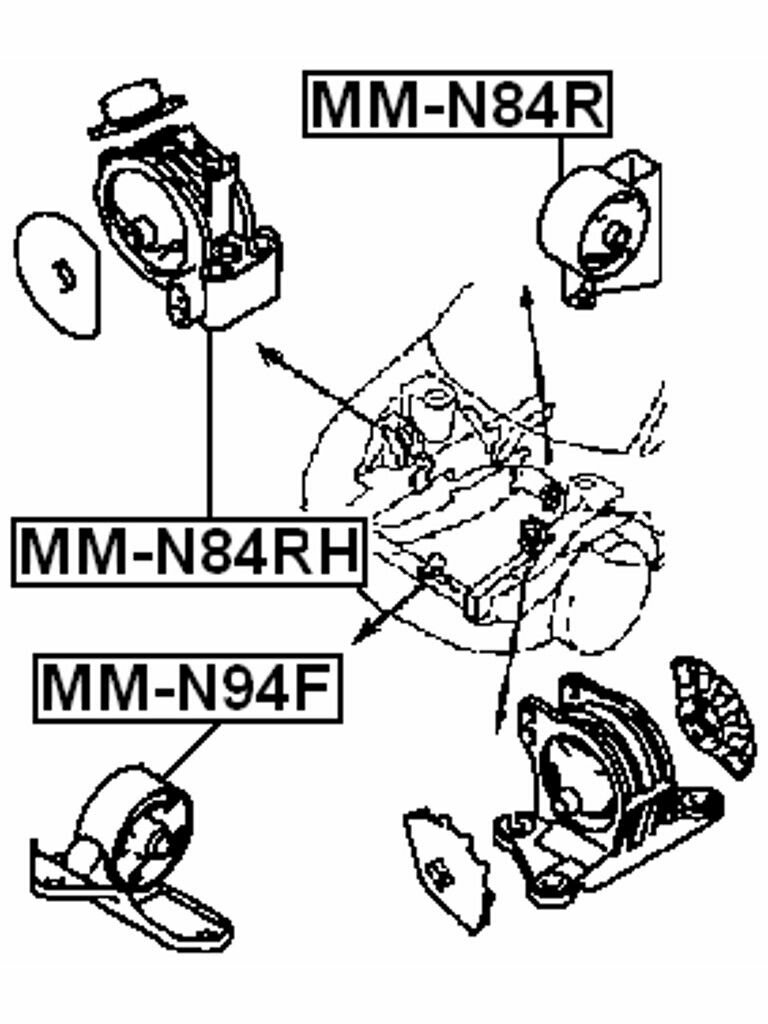 Подушка двигателя передняя MITSUBISHI MM-N94F FEBEST.