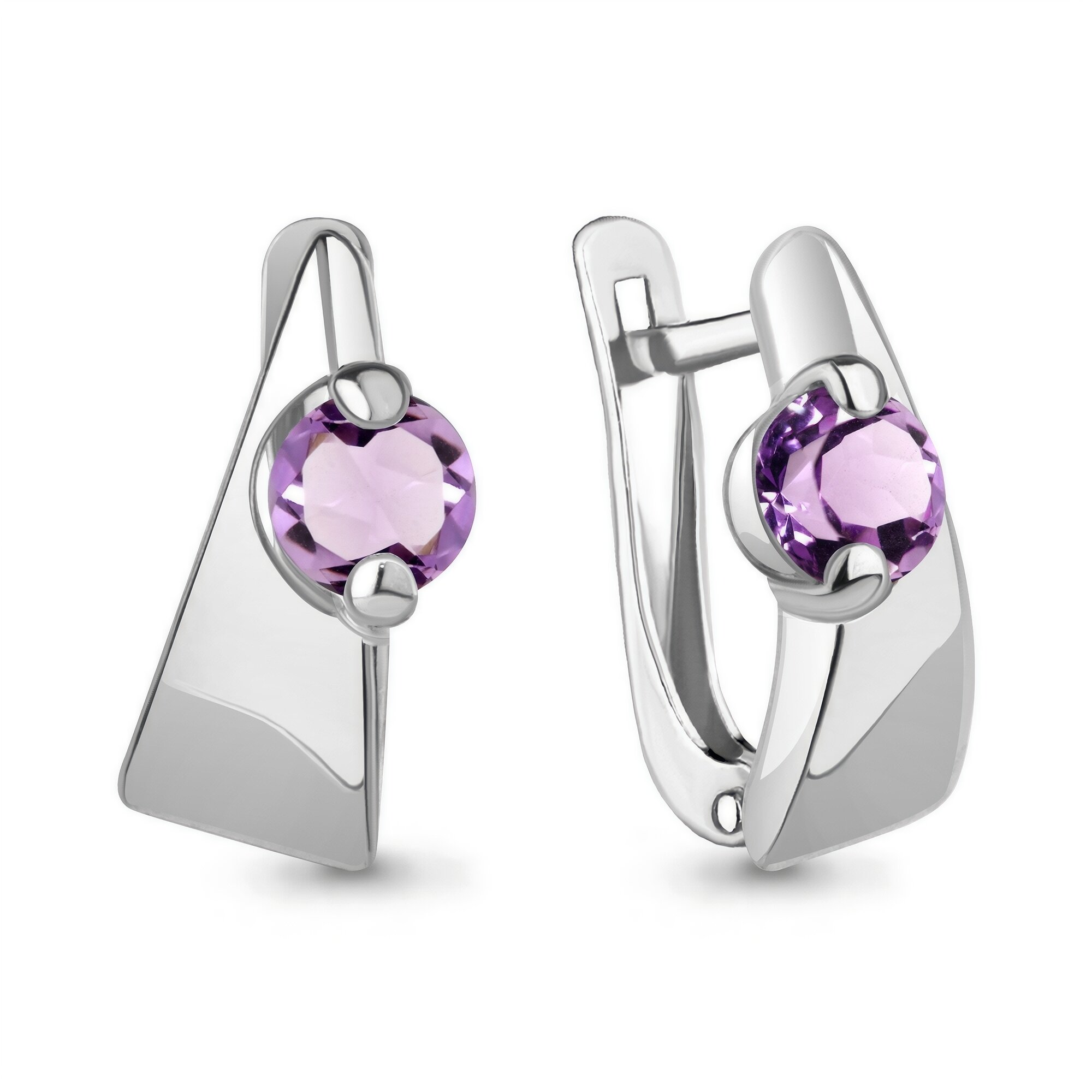 Серьги, серебро, 925 проба, родирование, аметист