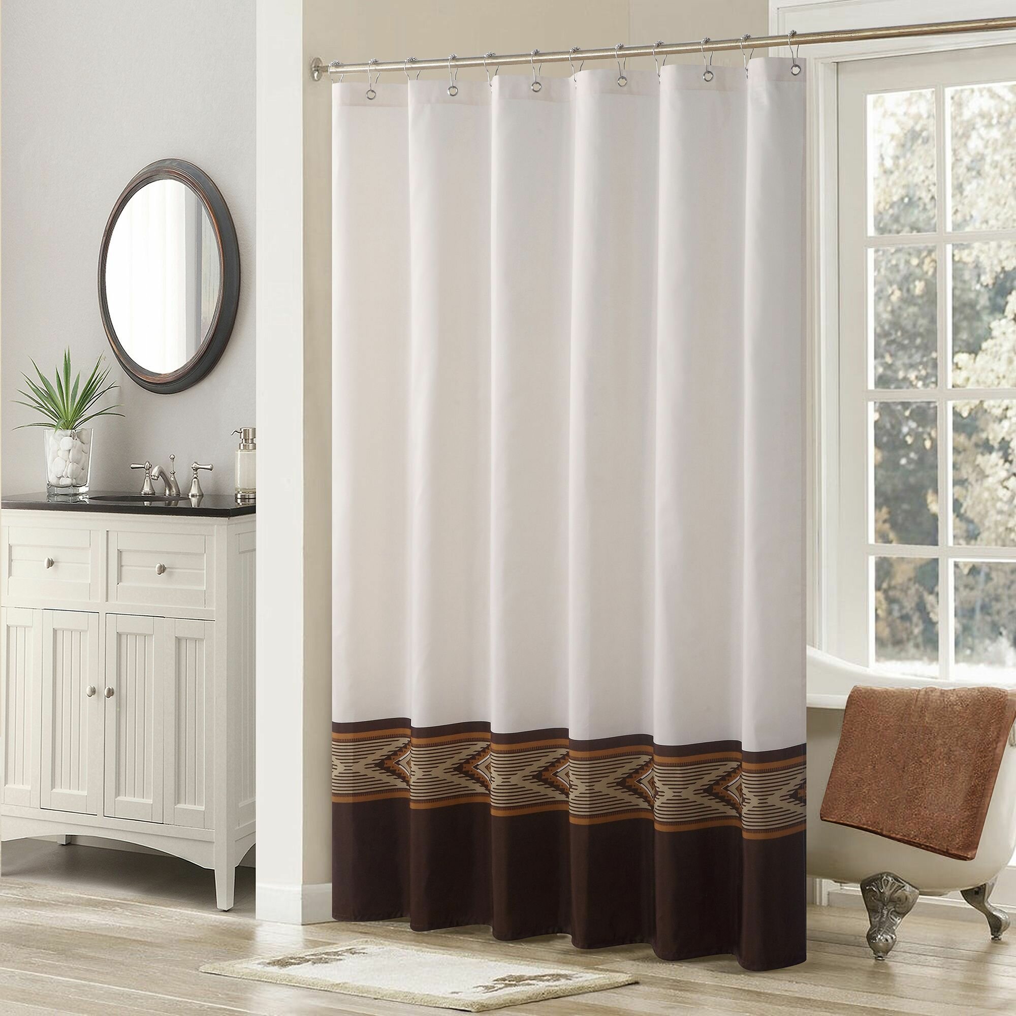 Штора для ванной комнаты 240x180, тканевая водонепроницаемая штора для душа, бежевая