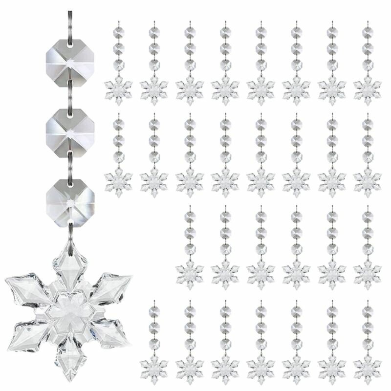 Рождественский кулон в виде снежинки из прозрачного акрилового хрусталя, 30 шт.-Набор Снежинок