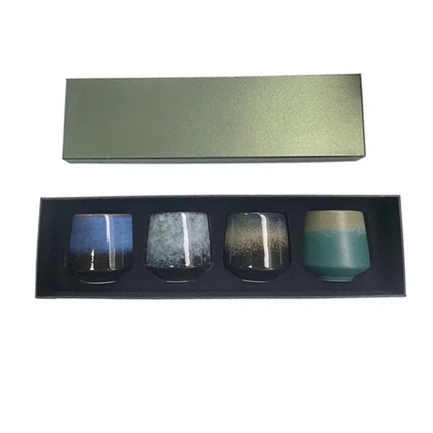 Набор чайных кружек японского стиля для бизнеса из керамики с высоким ножкой, творческий кофейный кружок в подарочной упаковке, логотип настраиваемый, объем 220 мл, 4 штуки, для ресторанов, посуда для воды