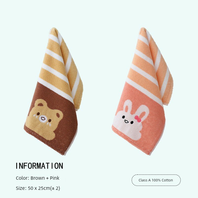 Детское маленькое полотенце Little Bear из чистого хлопка для умывания лица, мягкое хлопковое впитывающее безворсовое