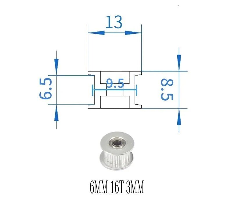 Натяжной шкив GT2 6MM 16T 3MM