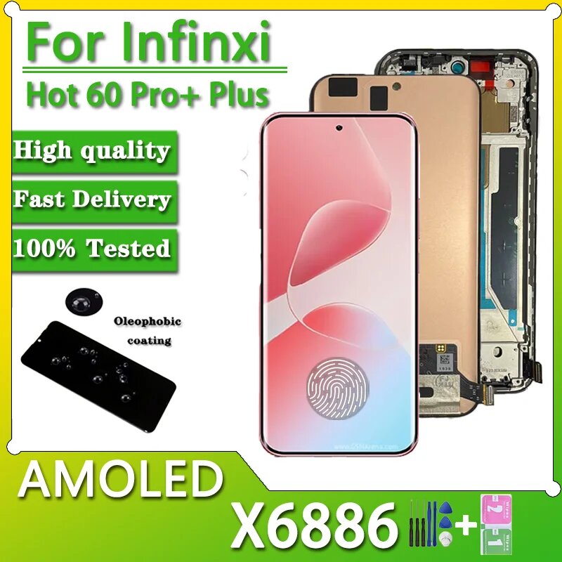 6,78 "AMOLED 144 Гц для Infinix Hot 60 Pro Plus ЖК-дисплей X6886, сенсорный дигитайзер для Hot 60 Pro +, дисплей с рамкой