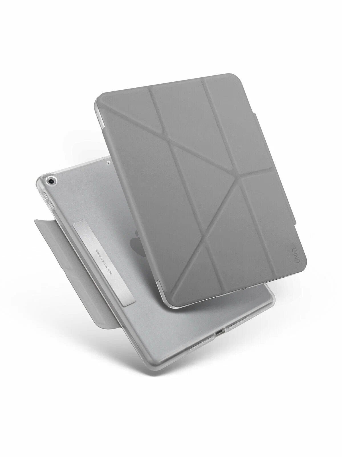 Чехол Uniq, для планшета iPad 10.2, с функцией подставки, серый, пластик