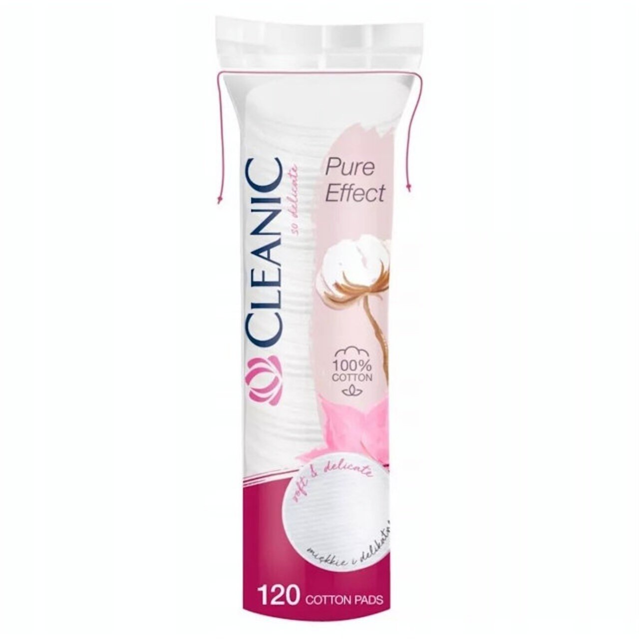 Ватные диски CLEANIC "Pure Effect", 100% хлопок, круглые, 120 шт.