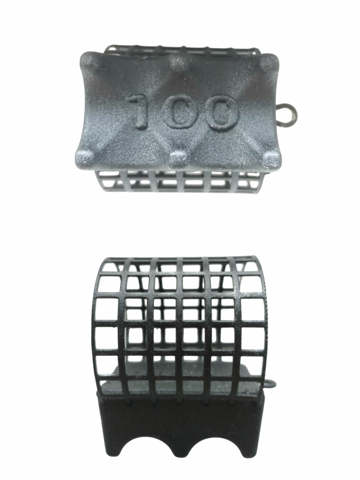 2 шт. / Кормушка фидерная 100 гр. Черная с грунтозацепом для реки с умеренным или сильным течением