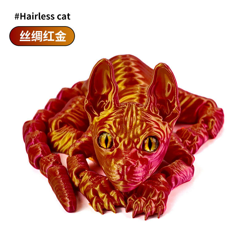 Горячие новые безволосые кошки, подвижные 3D-печатные драконьи украшения, ручной набор 3D-печатных безволосых кошачьих украшений