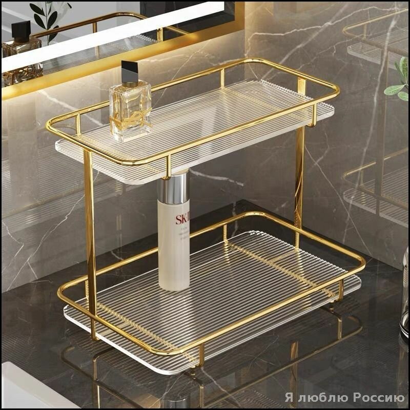 Металлический эксклюзивный стеллаж двухъярусный для ванной 40x120 см