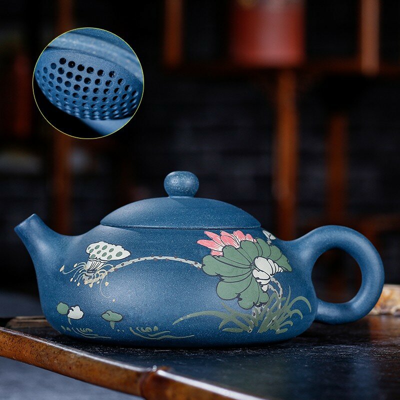 Чайник из темно-зеленой глины Yixing Original Ore, ручной работы, с шариковым отверстием, внутренняя стенка герметичная, чайник из зеленой глины, ковш из камня Dongpo, Республика Китай