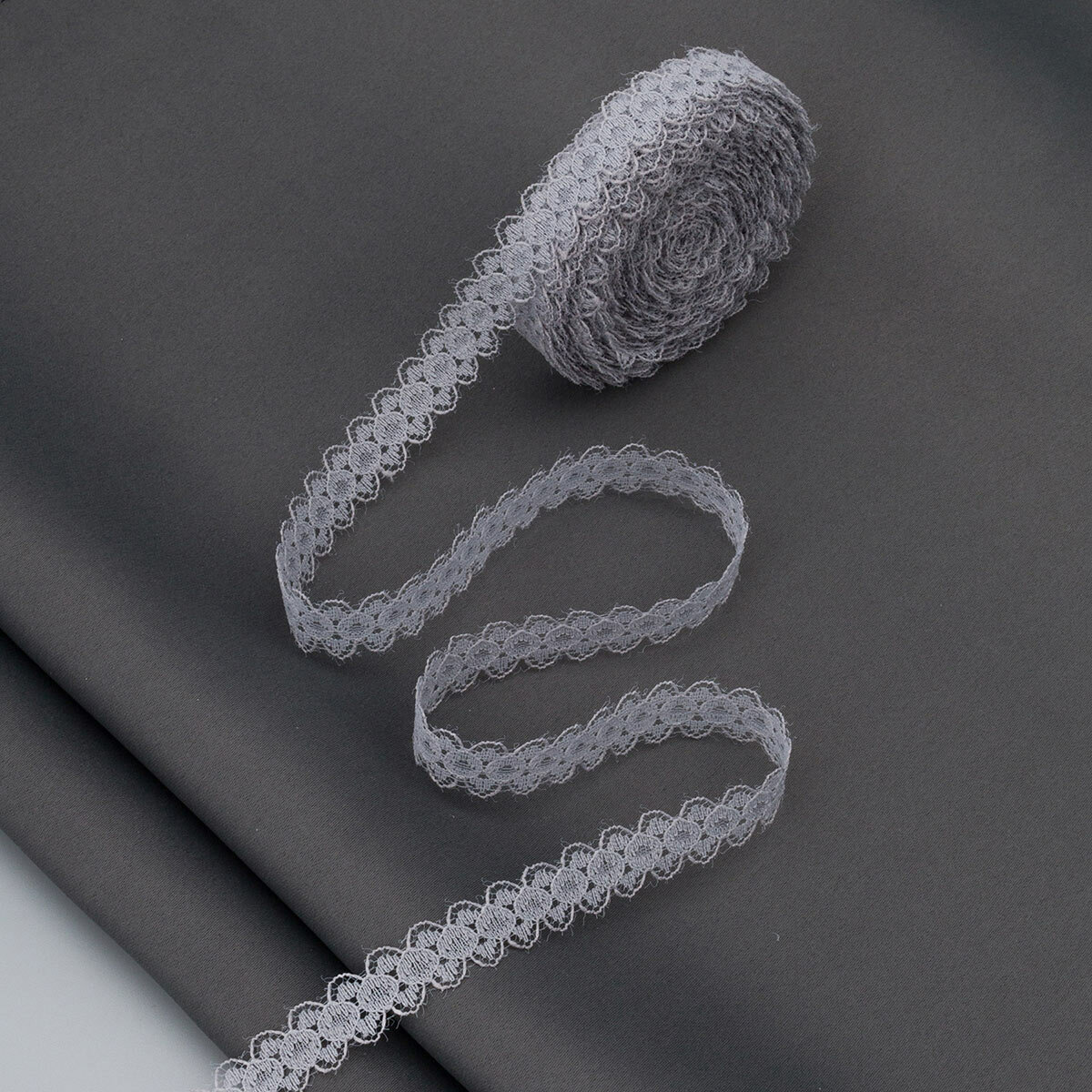 Кружево капроновое для шитья и рукоделия, цвет серый, 1,5 см х 13,72 м