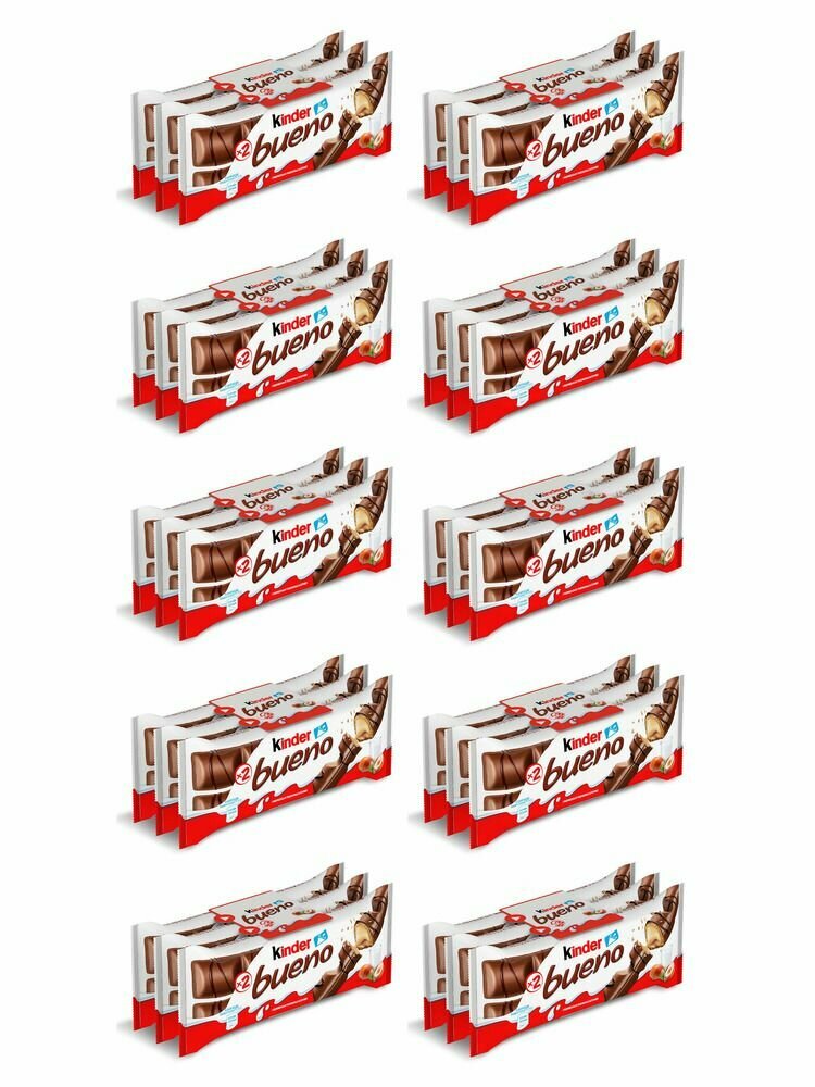 Kinder Батончик Bueno вафельный в молочном шоколаде 3 порции по 43 г, 129 г, 10 шт