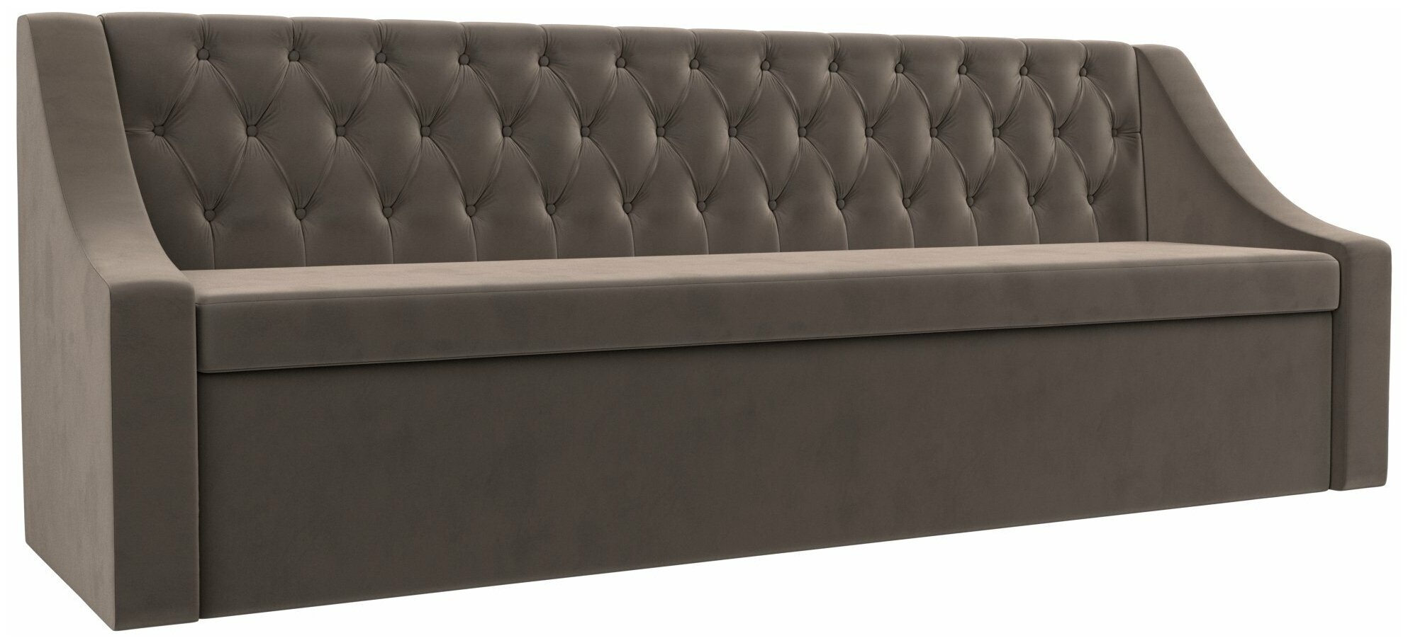 Диван кухонный прямой Мерлин, велюр, механизм дельфин, коричневый, 199x63x87см. Хит Диванов