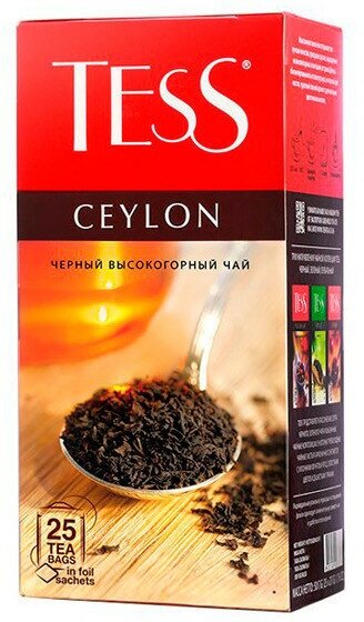 Чай черный в пакетиках для чашки Tess Ceylon (Тесс Цейлон), 25*2 г
