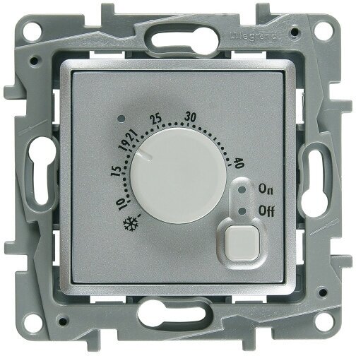 Legrand (Легранд) Термостат с внешним датчиком для теплых полов цвета алюминий, Etika 672430