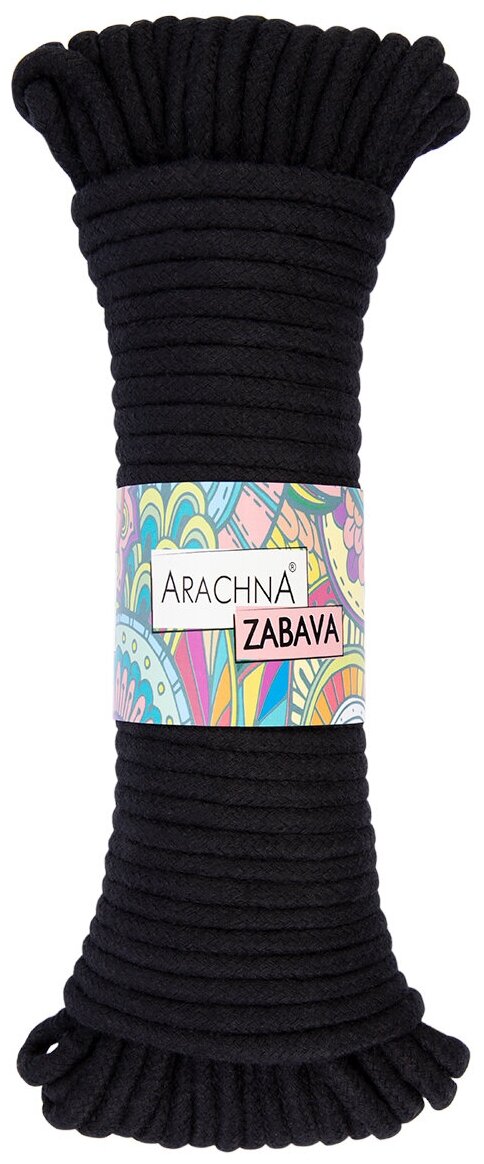 Пряжа (шнур) 3 шт. х 330 г ARACHNA "ZABAVA" 51% хлопок, 49% полиэстер 25 м №101 черный