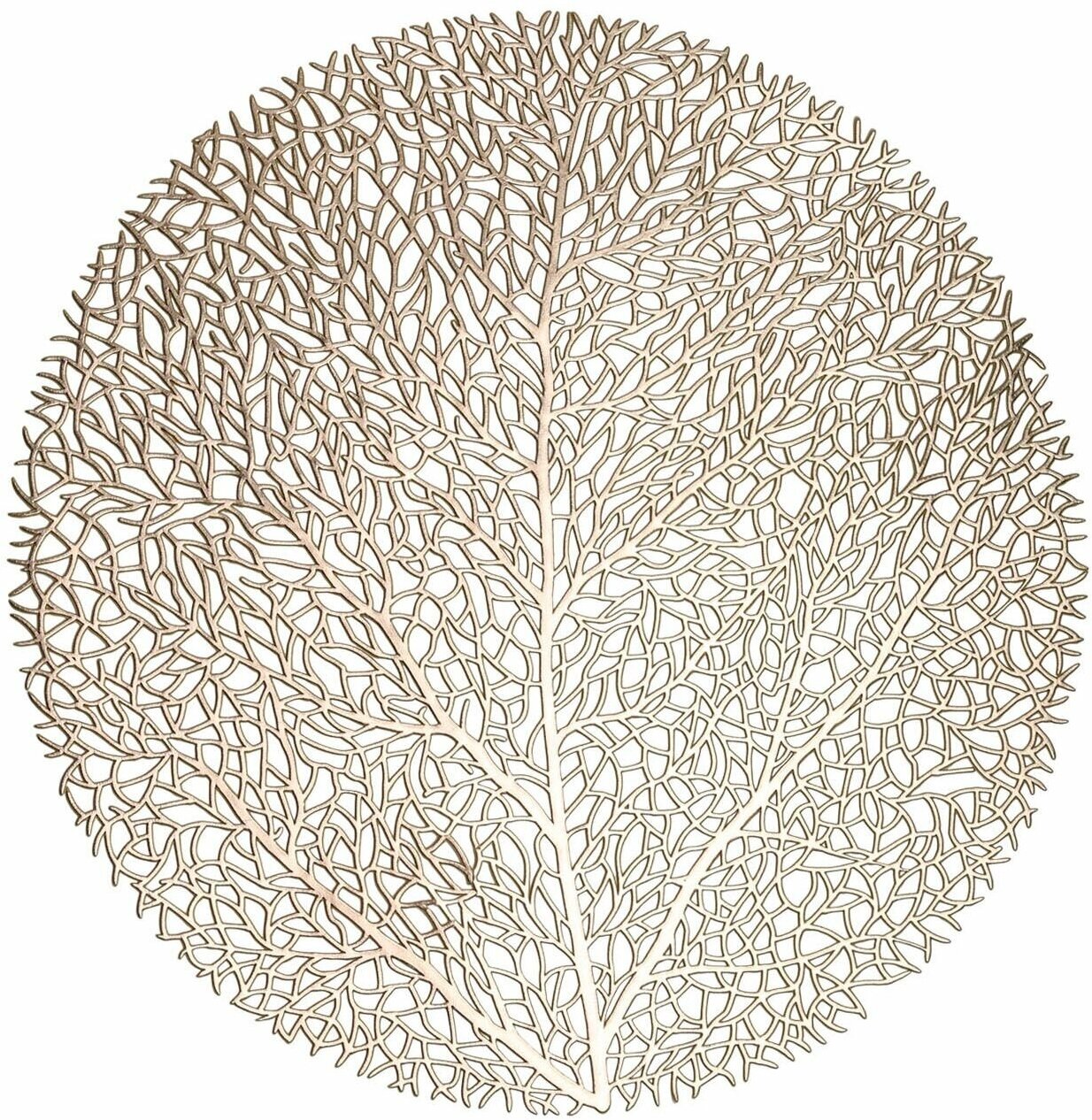 Салфетка под приборы, 38 см, ПВХ, круглая, золотистая, Дерево, Azhur Grid