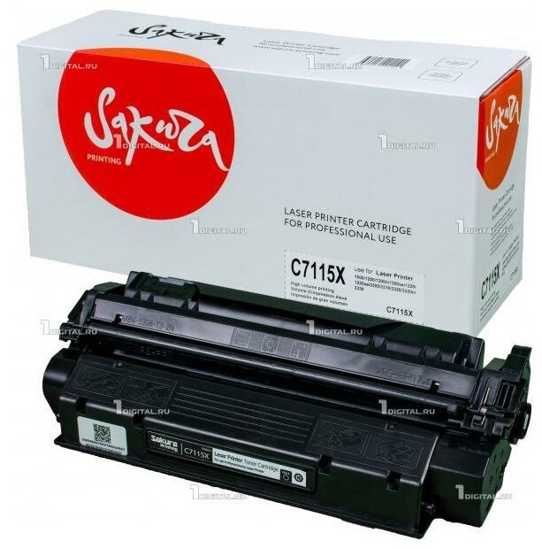 Картридж SAKURA C7115X (15X) черный для HP LaserJet 1000/1200/1220/3300/3310/3320/3330 (3.5К) (SAC7115X)