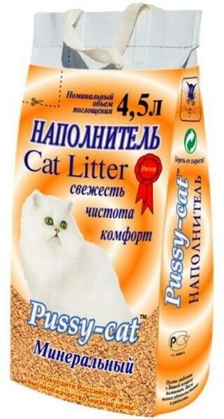 Pussy-Cat Наполнитель минеральный пакет, 4,5л, 2,1кг