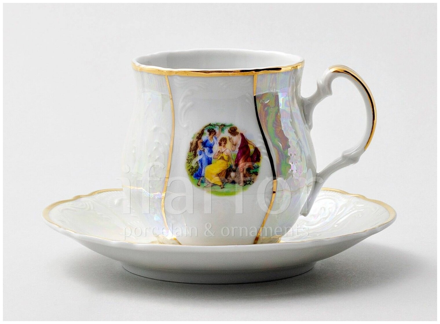 Чашка с блюдцем чайная Мадонна Перламутр Бернадотт JONES