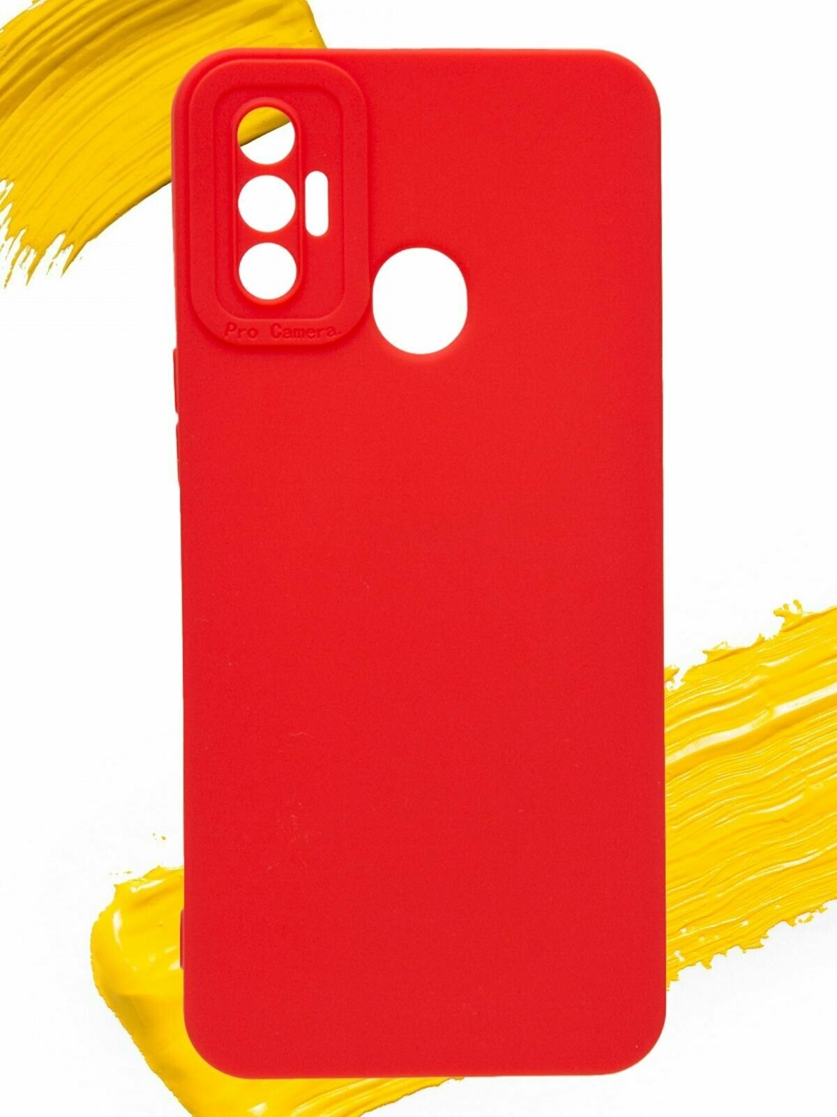 Чехол для Tecno Spark 7 / чехол на текно спарк 7 с защитой камеры красный