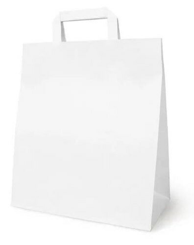 Пакет бумажный с плоскими ручками 280х150х320мм белый 80г уп/25шт