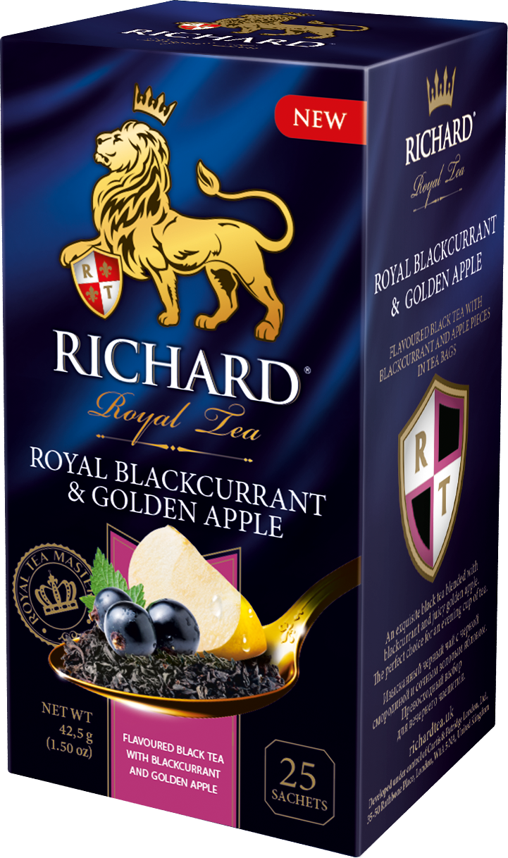 Чай черный RICHARD Royal Blackcurrant & Golden Apple арома, 25пак x 5 упаковок
