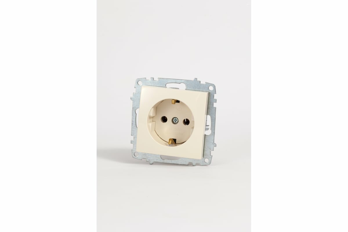 Elbi Zena Vega кремовая розетка с заземлением M+K 609-010300-217 для монтажа в коробке