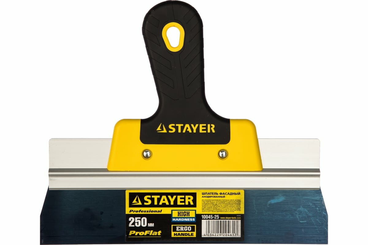 Фасадный шпатель STAYER PROFESSIONAL 10045-25, 250 мм - инструмент для отделки фасадов