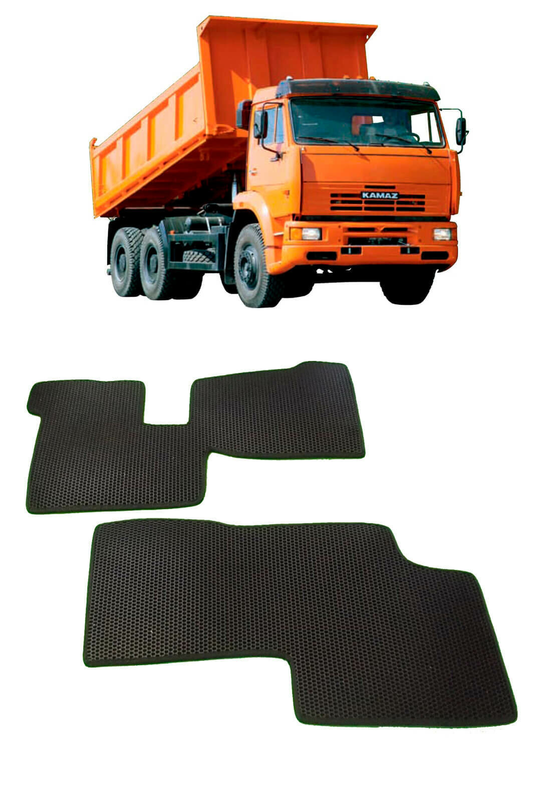 Ева коврики Камаз 6520 Евро IV 2003 -/ Ева ЭВА сота/ цвет Черный c красной окантовкой / EVA Smart / коврики в салон автомобиля Камаз