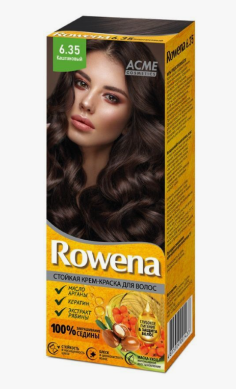 Стойкая крем-краска для волос Rowena, тон 6.35 каштановый, 115 мл.
