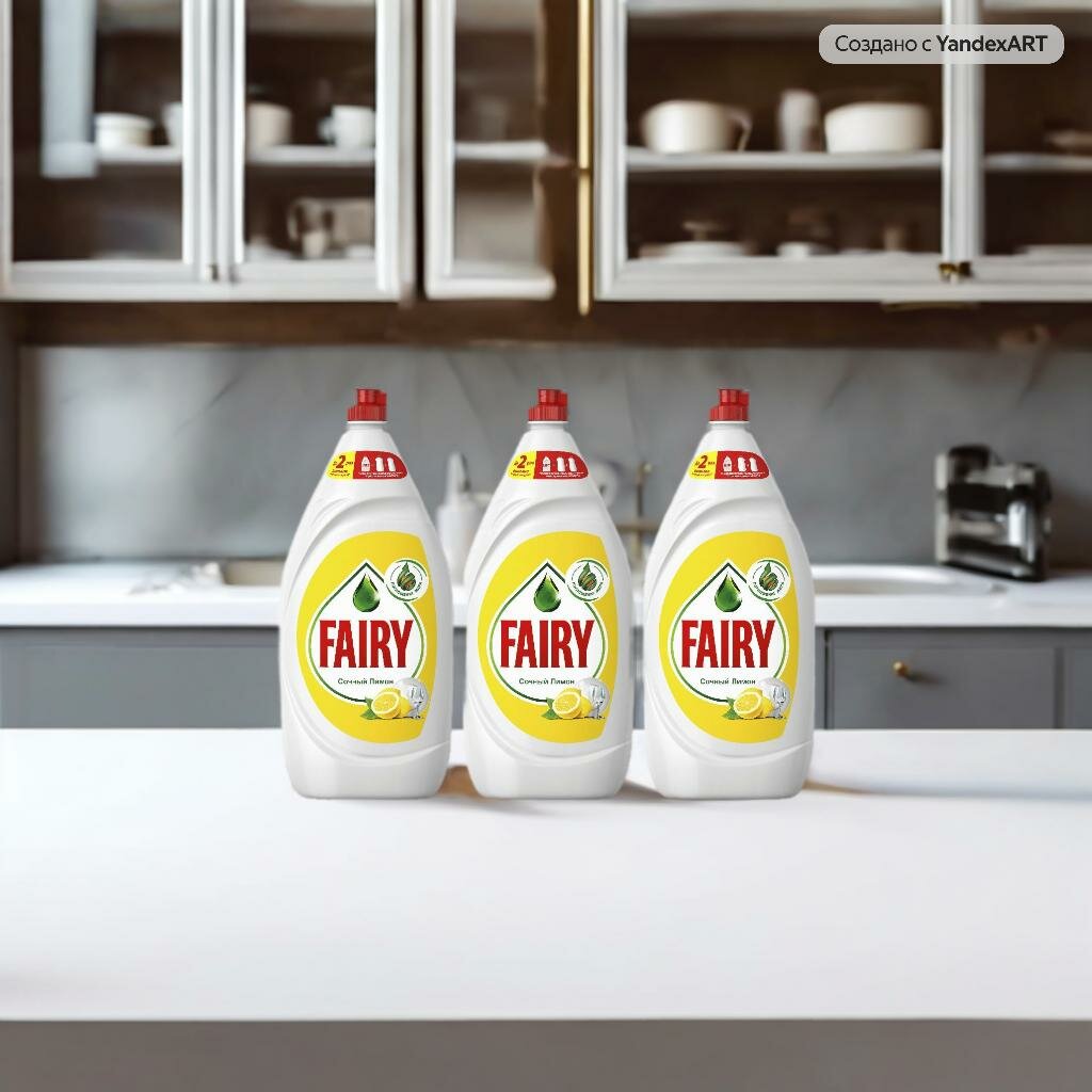 Средство для мытья посуды Fairy Сочный лимон, 1.35 мл, 3 шт