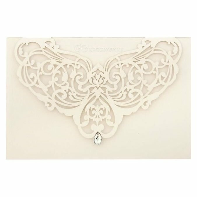 NNB Свадебное приглашение, резное, цвет белый), 17,8 х 12 см