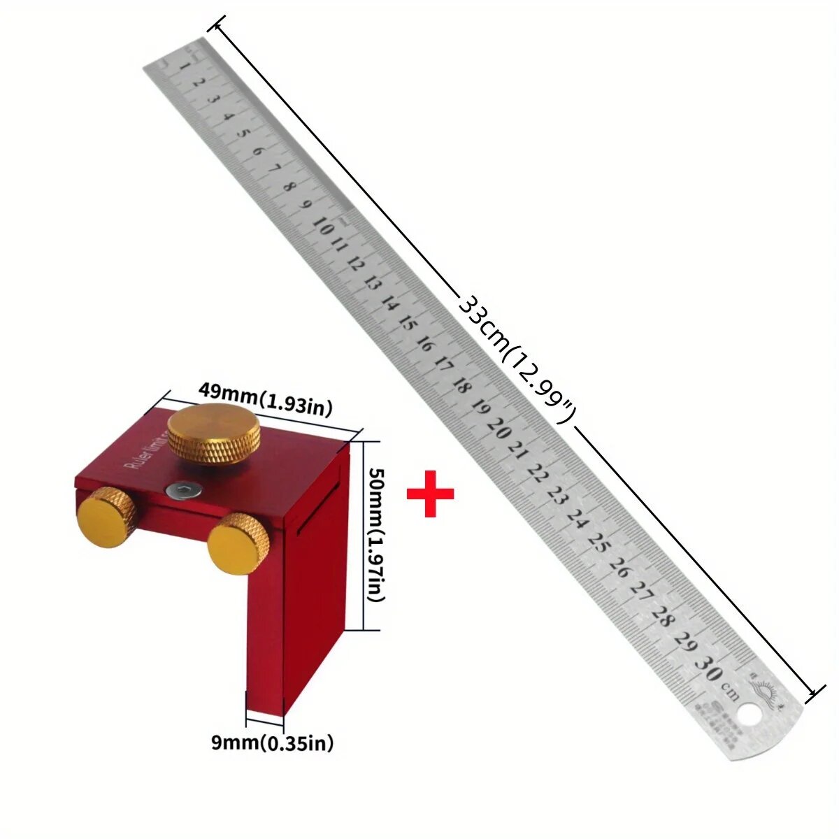 Угломер для столяра, линейка 33см, алюминиевый сплав, Color: Block and ruler