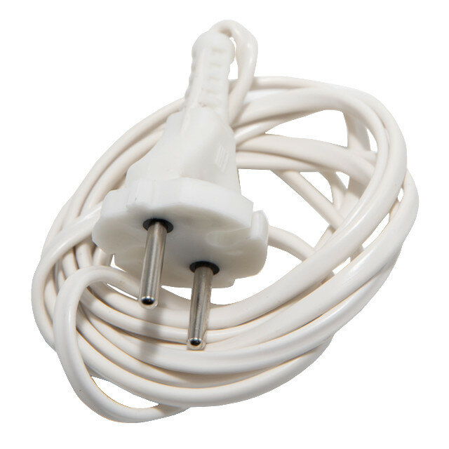 Кабель с вилкой реальная электрика ШВВП 2x0,75, 1,7м, 6А, без выключателя белый