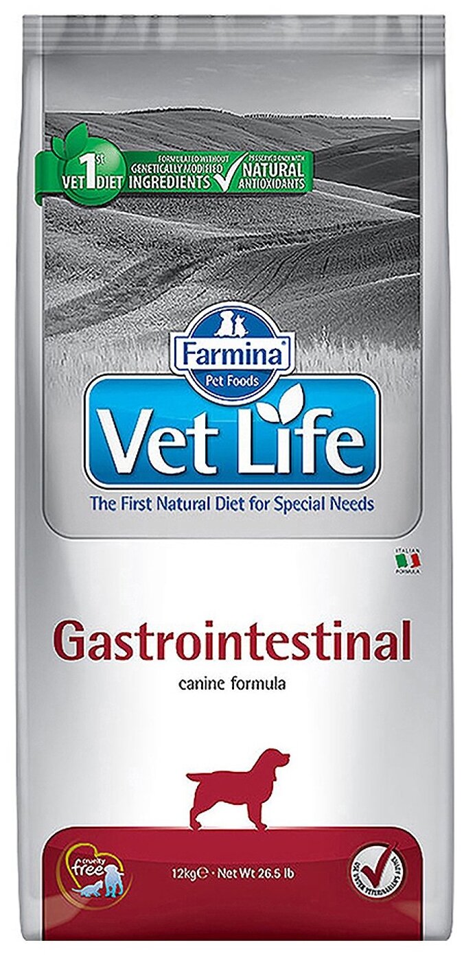 Vet Life Dog Gastrointestinal с курицей диетический сухой корм для собак при заболеваниях ЖКТ 12кг