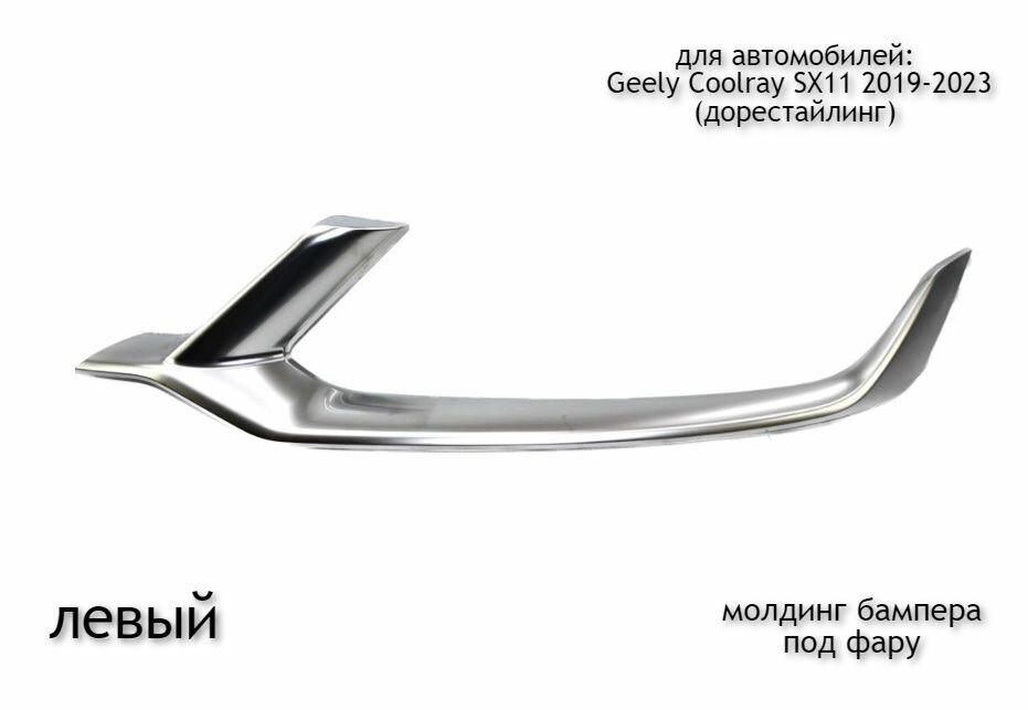 Молдинг бампера левый под фару для Geely Coolray SX11 (Belgee x50) 2019-2023 (дорестайлинг)