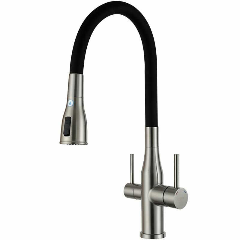 Смеситель для кухонной мойки Gappo G99-65 G4OL39EW9-KW65HT с гибким изливом и подключением фильтра питьевой воды, сатин