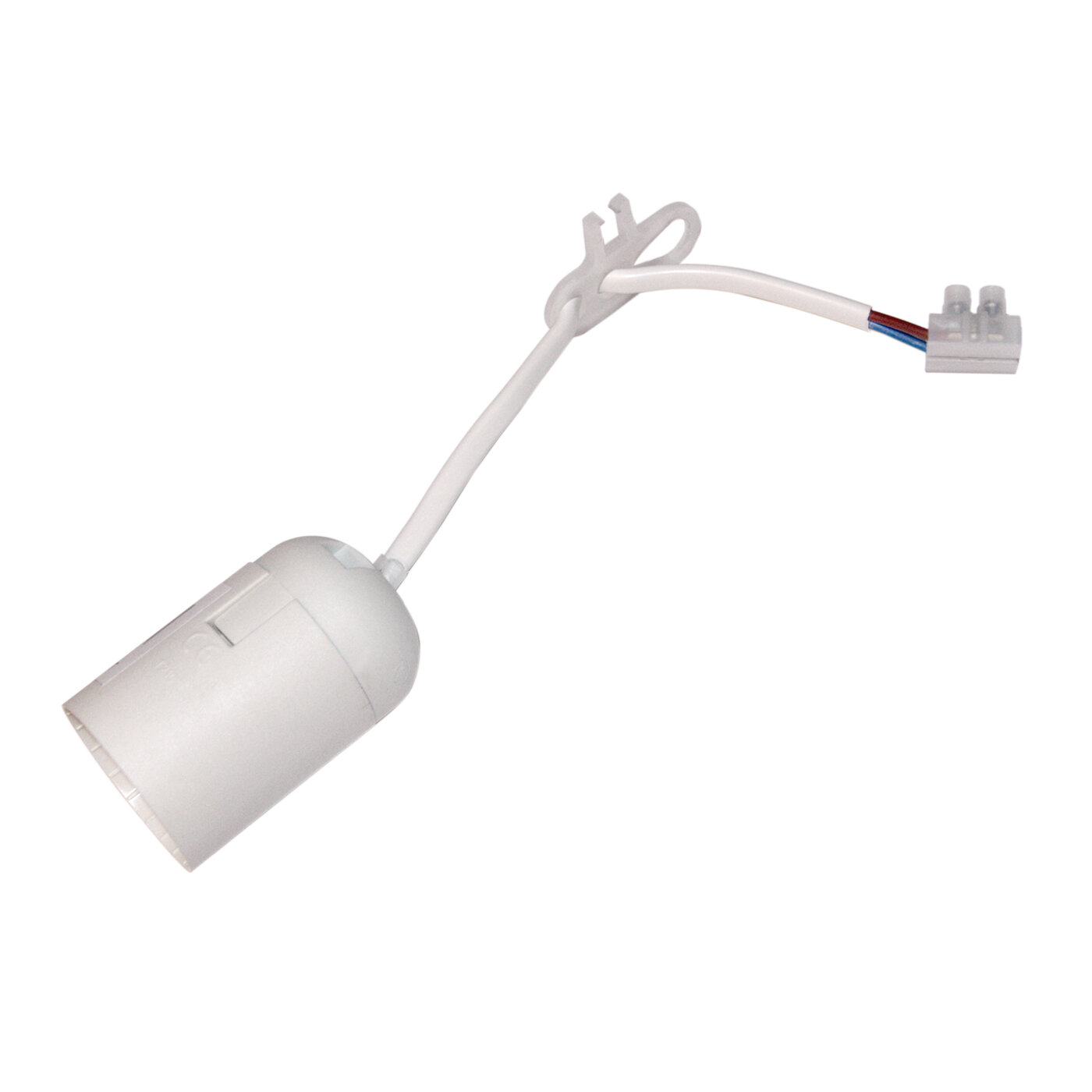 Патрон Е27, на подвесе, с клеммой, 10 штук в упаковке, цвет белый