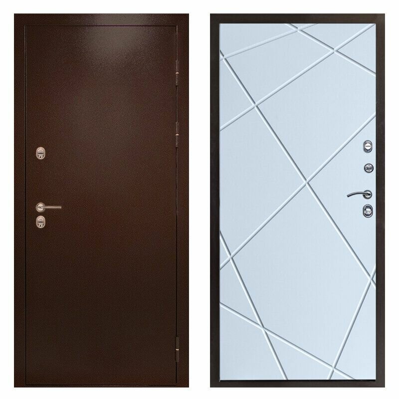 Дверь входная металлическая с терморазрывом Сибирь 3К Лучи белый Paputin's Doors 960 х 2050 мм Левая