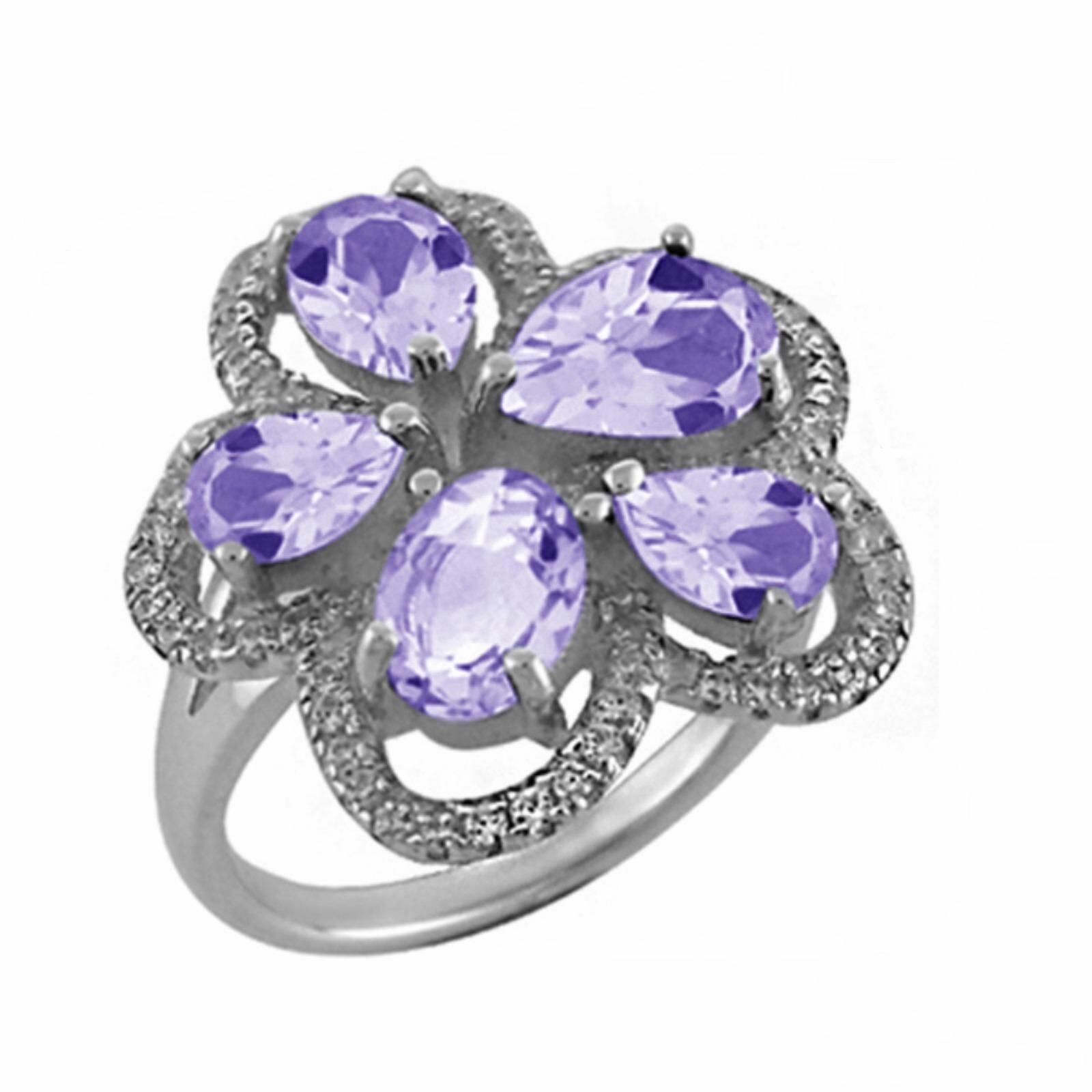 Кольцо тонкое, серебро, 925 проба, фианит, аметист