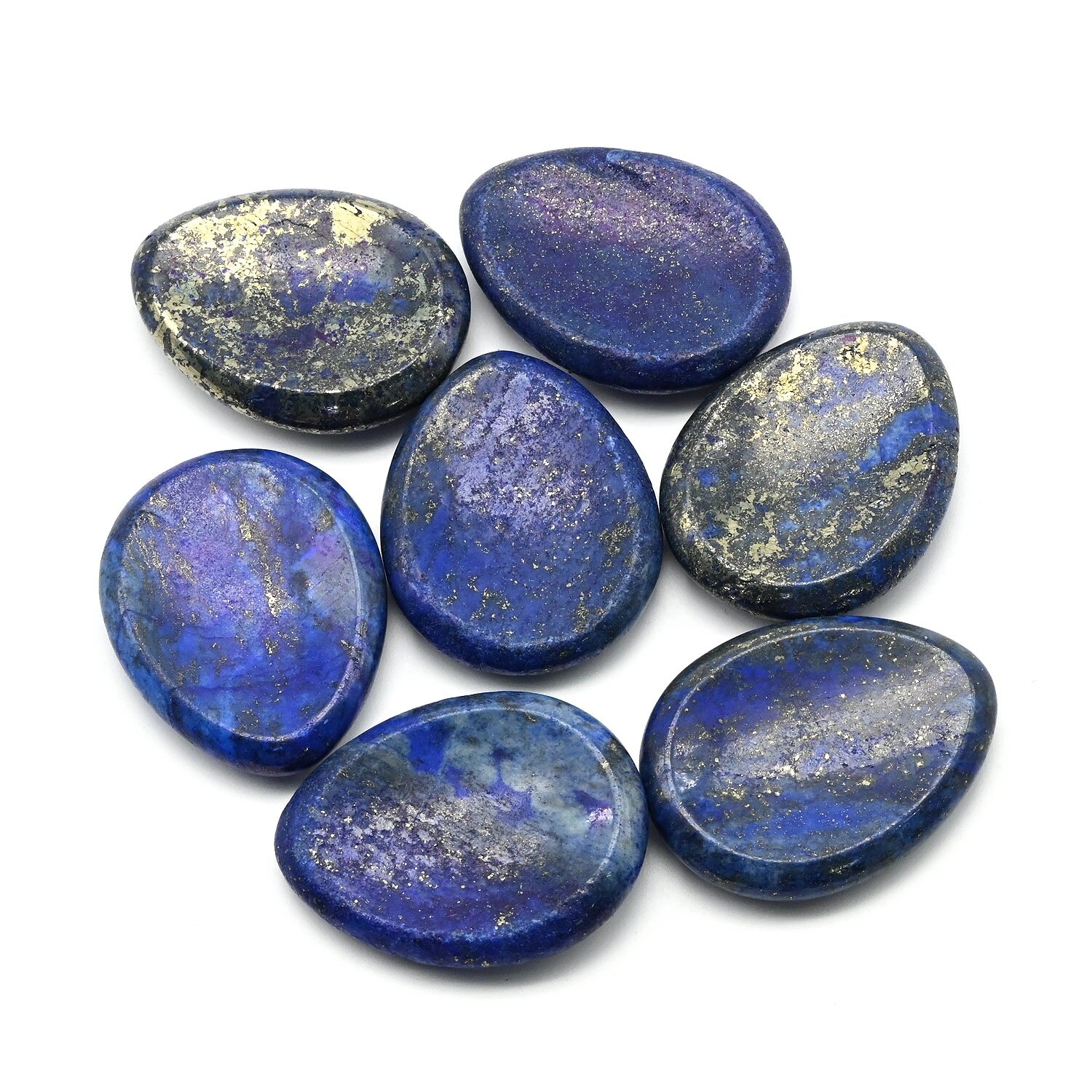 Галька из лазурита афганского, капля "Тревожные камни" 45*35*7мм .