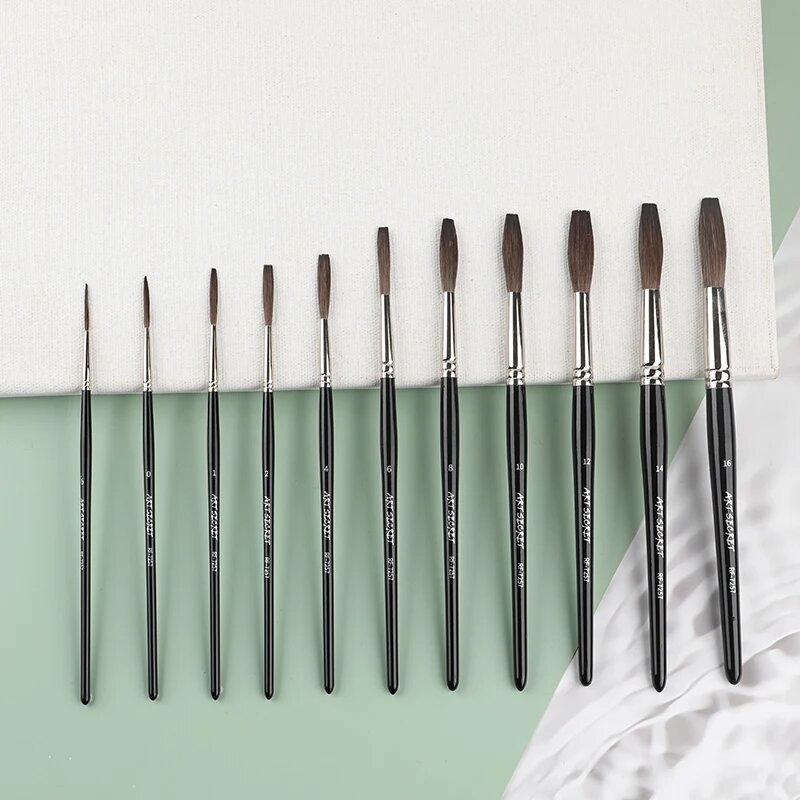 Кисть для акварели ArtSecret Pro Artist 7257 из нержавеющей стали с конским волосом 11 pcs