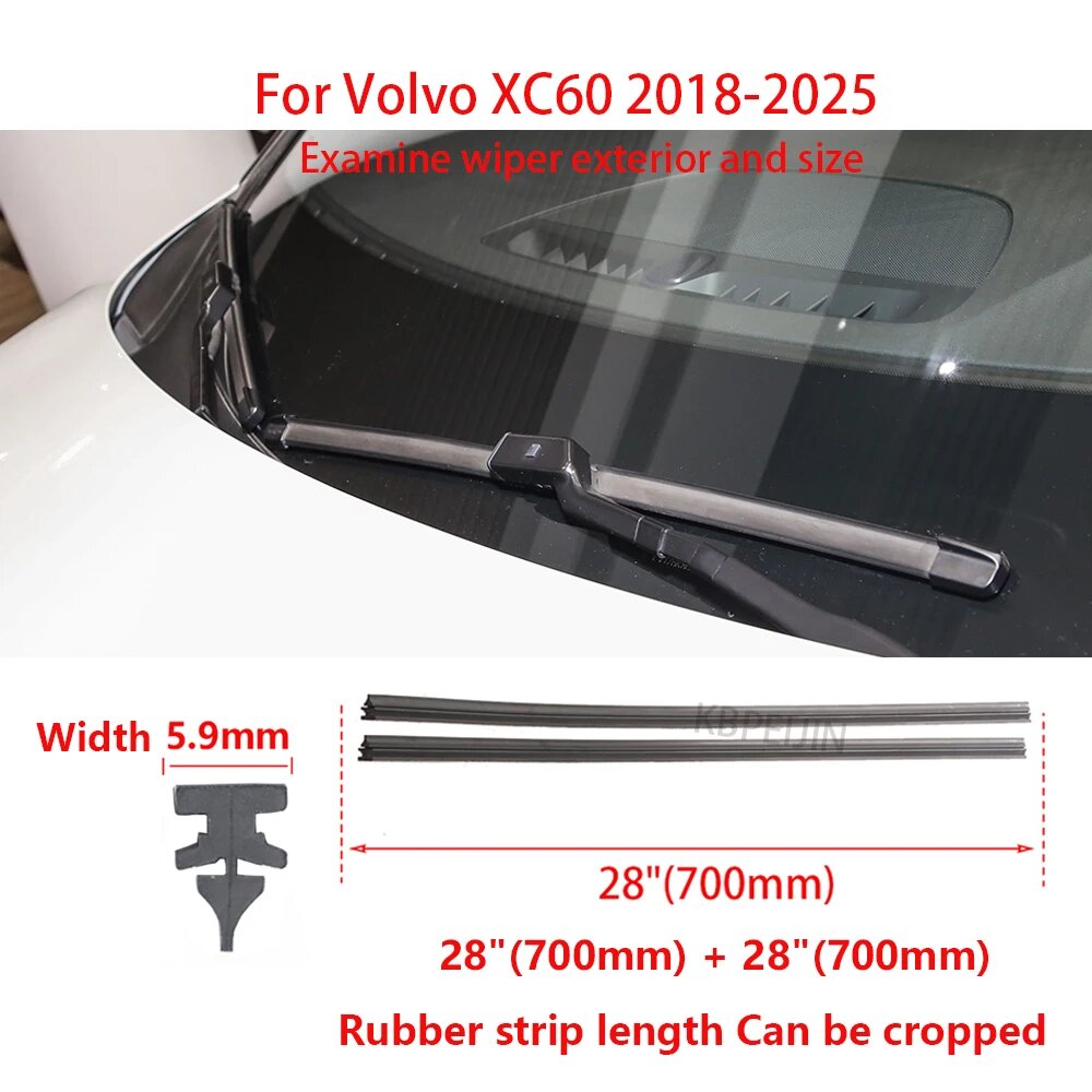 1 компл. Резиновая лента для автомобильных стеклоочистителей для Volvo XC60 2009-2025, аксессуары для щеток дворников переднего окна 28 and 28