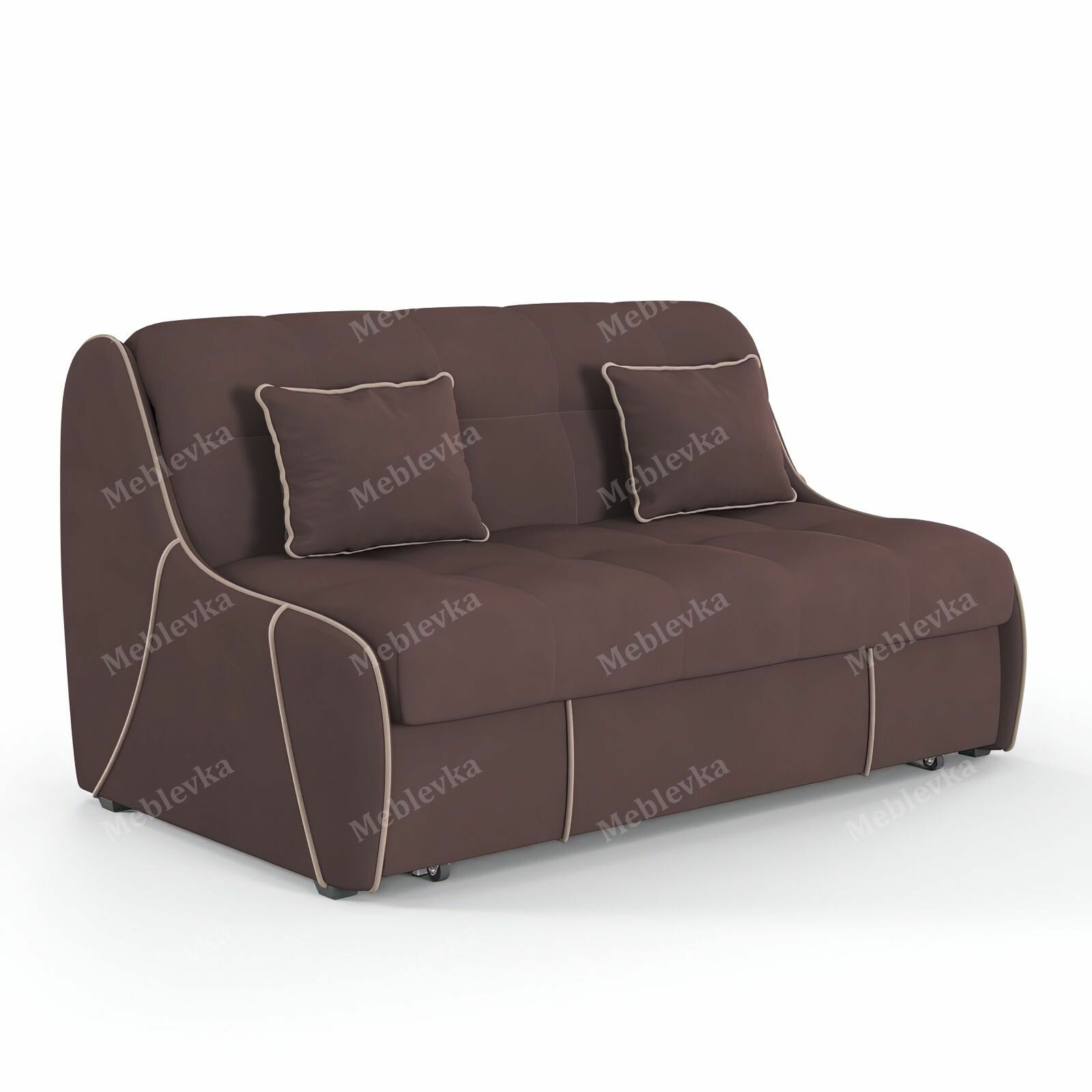 Meblevka Диван-кровать аккордеон Рио / Диван раскладной прямой Рио, 165х107х90, велюр BINGO CHOCOLATE кант BINGO SAND