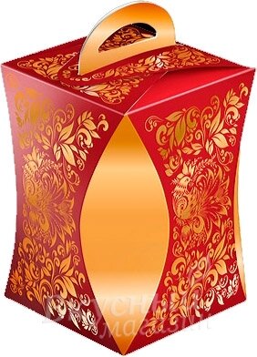 Коробка для кулича 12,4х16 см. Узор хохломы (Набор из 10 шт.)