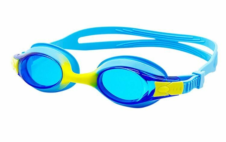 Очки для плавания детские Swimmarket синий/желтый плавательные для бассейна с футляром